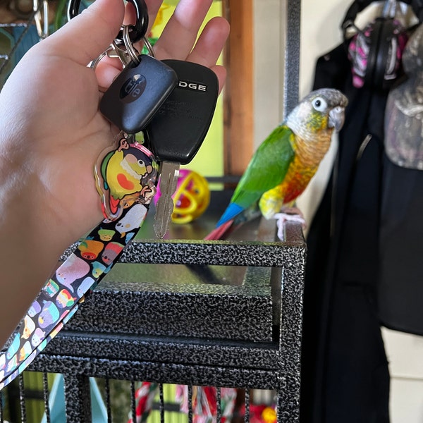 Dangling Green Cheek Conure Keychain - Etsy