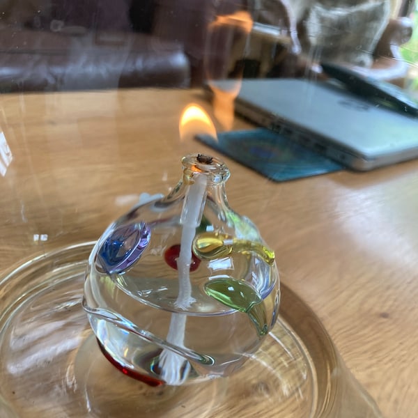 Hand-blown Glass Oil Lamp Flying Saucer - Etsy