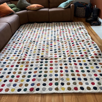 Modern Handwoven Wave Pattern Wool Shag Rug, Soft Wool Minimalist ...