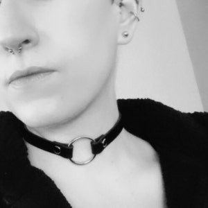 Black Leather Choker O Ring Choker Handmade Unique Choker With Snap ...