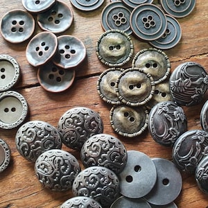 Metal Buttons Rustic Circles Metal Shank Buttons in Gray - Etsy