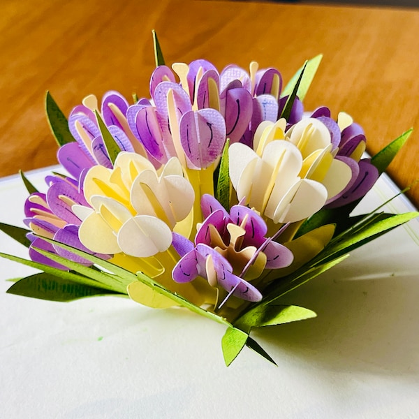 DIY Crocus Flower Pop-up Card SVG and PDF Template for Instant Download ...