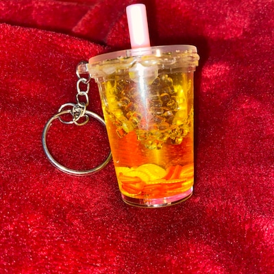 Custom Fruity Liquid Drink Keychain Agua Fresca Keychain Strawberry ...