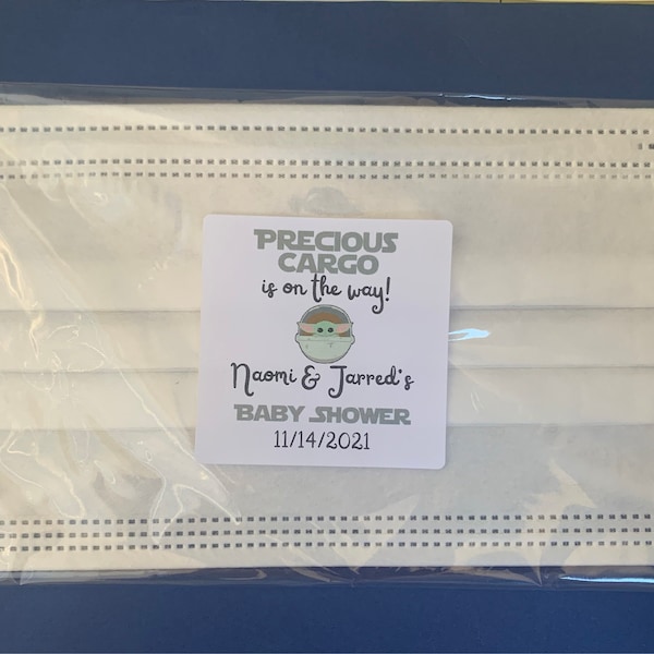 Baby Yoda Baby Shower 2" Circle Square Labels Thank You Star Wars Baby ...