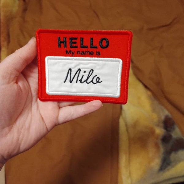 Personalized, "hello My Name Is" Tag Patch, Any Color! Custom Made ...