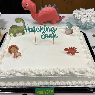 Dinosaur Cake Topper hatching Soon Birthday Party, Baby Shower, 5.5 ...