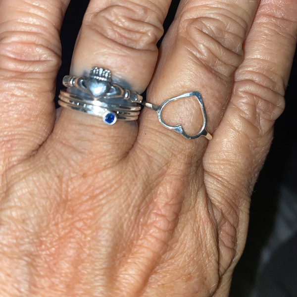 Birthstone Ring, Sterling Silver Birthstone Stacking Ring, Stackable ...