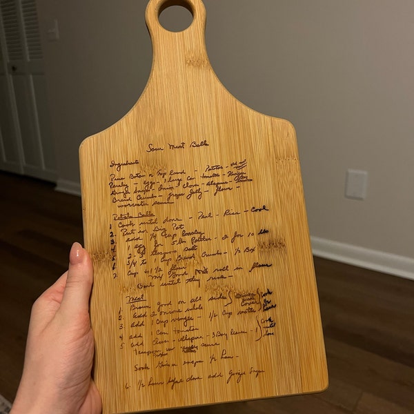 Personalized Recipe Cutting Board: Engraved Handwriting Gift - Etsy