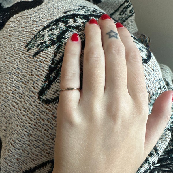 Tiny Initial Ring, Gold Fill or Sterling Silver, Personalizable Letter ...