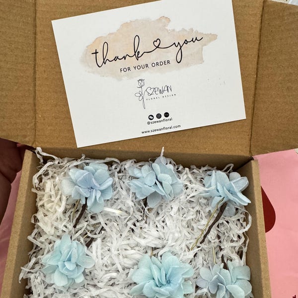 Indigo Hydrangea Preserved Flower Hairpin Set – Handmade Bride Wedding ...