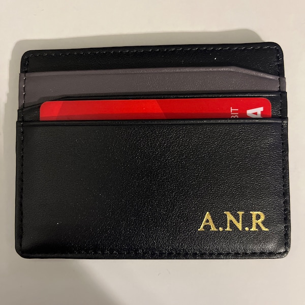 Personalised Leather Card Holder, Slim RFID Blocking Wallet, Custom ...
