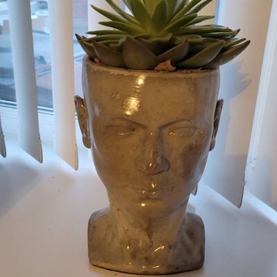 Head Flower Pot, Men Head Pot, Sculpture Flower Pot, Concrete Pot ...