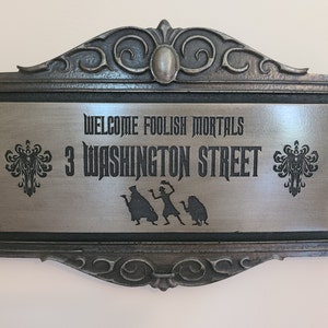 Personalized Haunted Mansion Themed Address Plaque Sign Silver and ...
