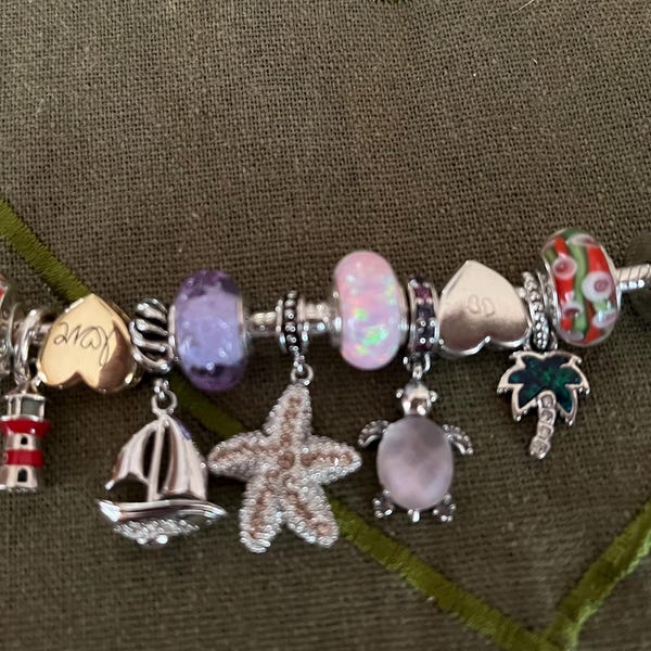 2 Charms for Pandora Beautiful Hibiscus Murano on 925 Sterling Silver ...