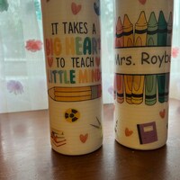 20 Oz Skinny Tumbler Rainbow Glitter Teacher Tumbler Big Heart to Teach ...