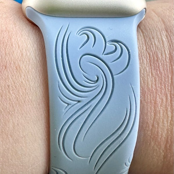 Waves, Ocean Waves, Boho Waves Silicone Watch Band Laser Engraved ...
