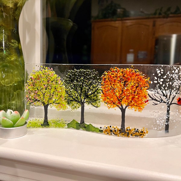 Autumn Tree Fused Glass Night Light, Bringing the Outdoors In, Bedroom ...