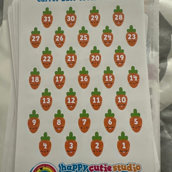 31 Cute Carrots the Rabbit/carrot Countdown/date Cover Planner Stickers ...