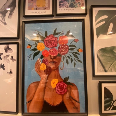 Flower Woman Line Art Print, Minimalist Wall Art, Female Line Drawing ...