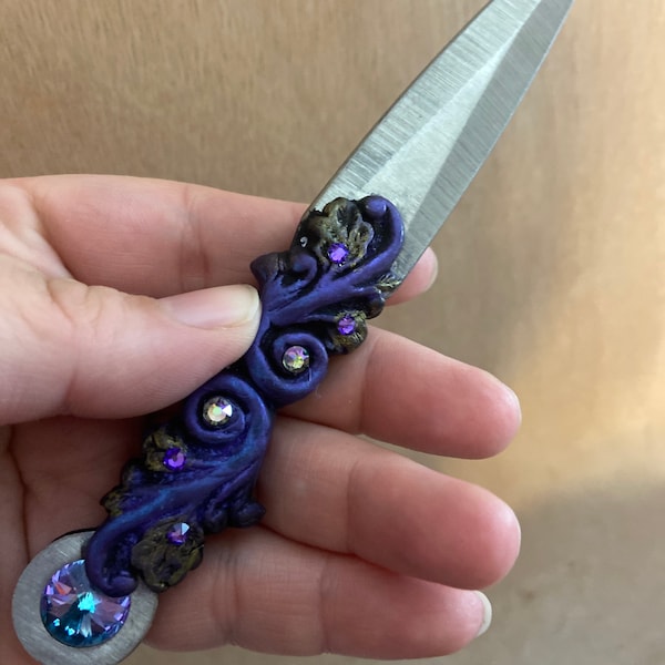 Mini Wiccan Athame Woodland Crystal Blade Wicca Ritual Knife Ritual ...