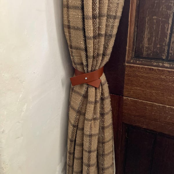 1 X 12 Inch Olive Green Leather Curtain Tie Backs , Leather Curtain ...