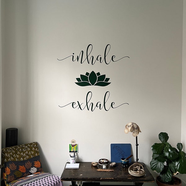 Inhale Exhale Decal, Wall Art, Inhale Exhale Wall Decal, Breathe Wall ...