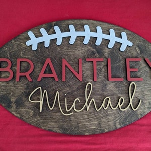 Football Name Sign 18-36 Diameter Round Sign Child Baby Name Football ...