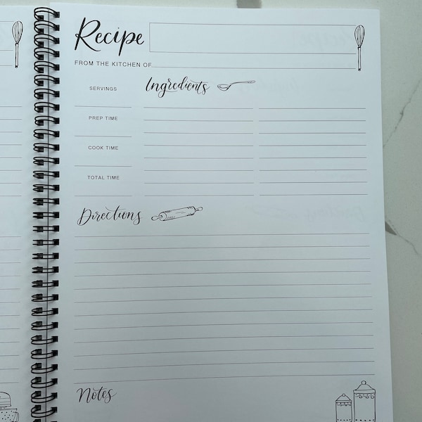 Blank Recipe Notebook Large Recipe Book Kitchen Utensils Recipe Journal ...