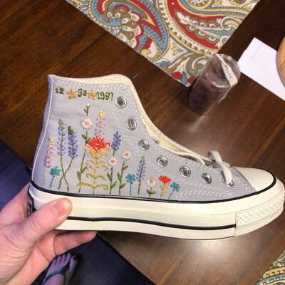 Custom Embroidery Converse Sports Shoes Platform Converse Converse ...