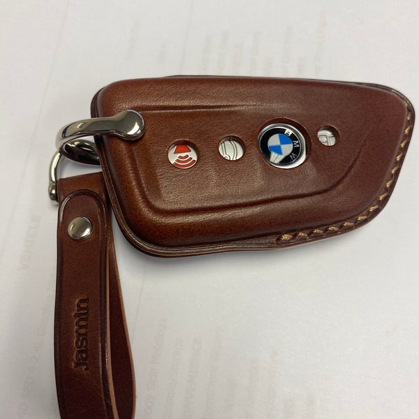 BMW Key Chain, Leather Car Key Fob Cover, Remote Key Case, Car Key Case ...