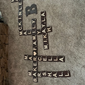 4x4 Wooden Scrabble Tiles Wall Art Family Scramble Letters | Etsy