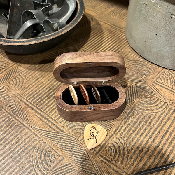 Custom Wooden Guitar Pick Box With Personalized Engraving, Unique ...