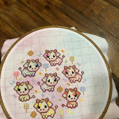 Rainbow Candy Cows Cross Stitch Pattern, Pastel, Strawberry, Kawaii ...