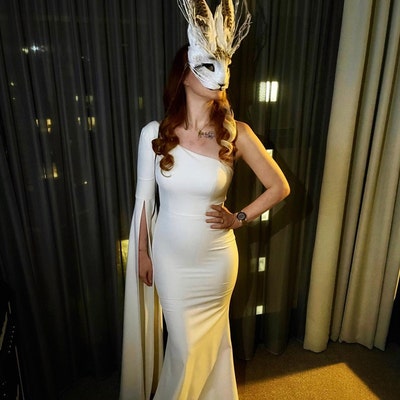 Luxury White Jackalope Mask, Adult Rabbit Mask, Feather Animal Mask ...