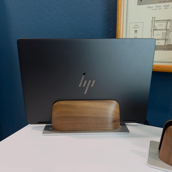 Wood Laptop Stand in Walnut & Natural Bamboo Finish, 11-inch Wide ...