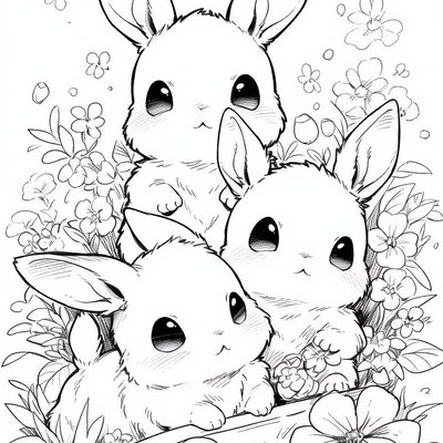 Coloring Page, for Children, Baby Rabbits - Etsy