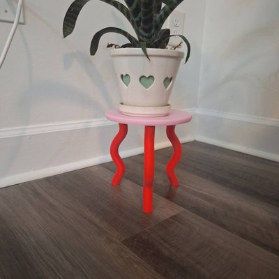 Colorful Wavy Side Table Fun Blue Postmodern Maximalist Wavy Memphis ...