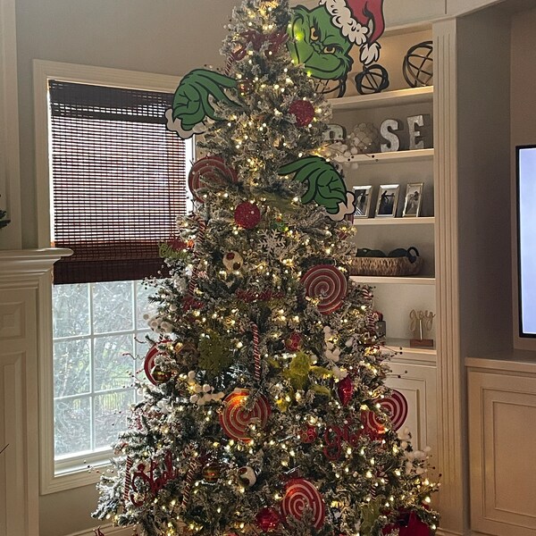 Wooden Grinch Christmas Tree Topper - Etsy