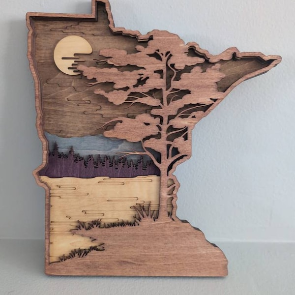 Wooden Layered Minnesota (please Note Size) - Etsy