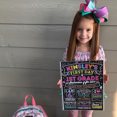 First Day of School Sign Girl 1st Day of School Sign Back to School ...