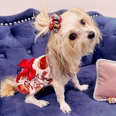 Satin Dog Bow With Swarovski Crystals and Rhinestones, Small Dog Hair ...