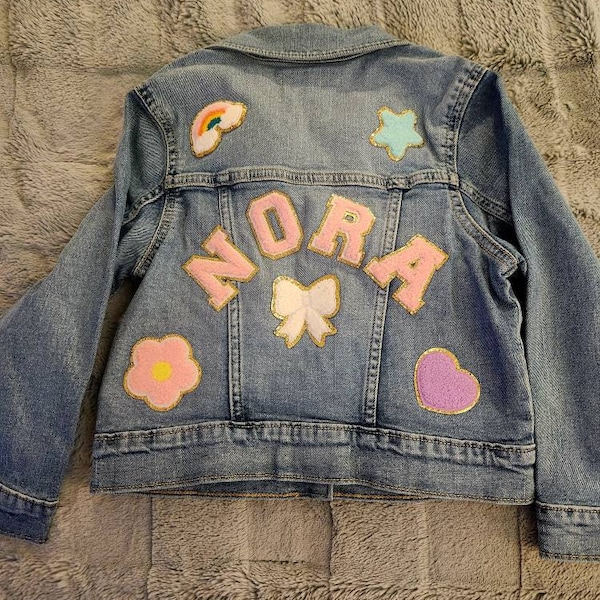 Personalized Jean Jacket Girl Custom Toddler Jacket With Name Chenille ...