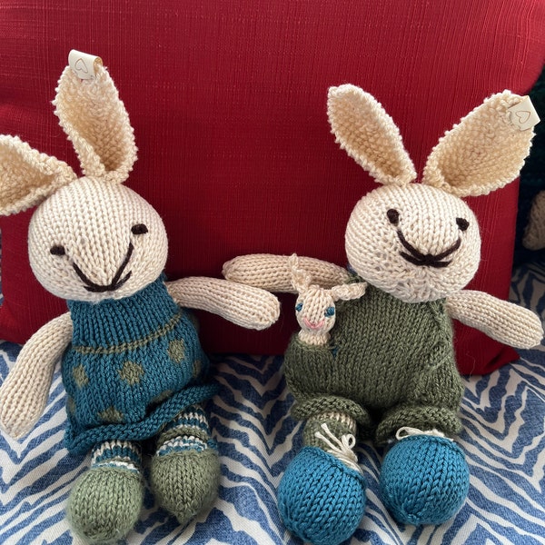 Knitting Pattern for a Bunny Rabbit in a Dotty Dress (9 Inches Tall ...