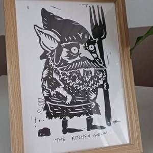 The Kitchen Goblin, Goblin Print, Kitchen Print, Weird Wall Art, Occult ...