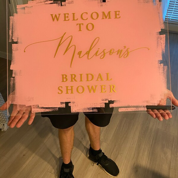 Acrylic Bridal Shower Welcome Sign, Modern Decor, Clear, Frosted ...
