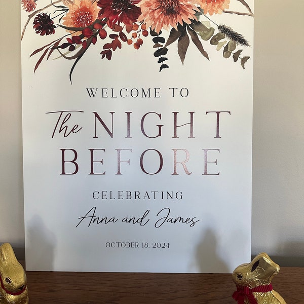 Wedding Rehearsal Dinner Welcome Sign, the Night Before Wedding Sign ...