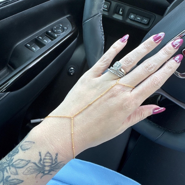 Beaded Hand Chain Bracelet by Caitlyn Minimalist • Beaded Hand Jewelry ...