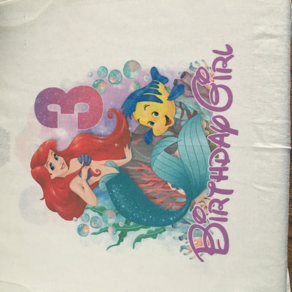 3rd Birthday Ariel PNG, Birthday Princess Iron On, Happy Birthday Png ...