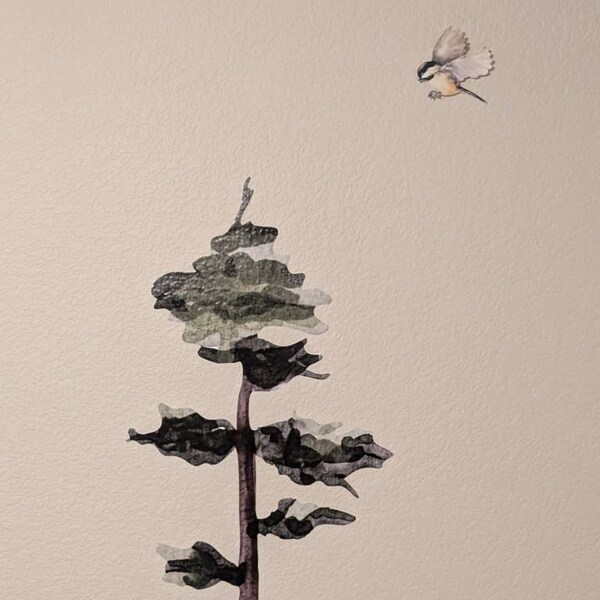 Flying Chickadee, Fabric Decal, Wall Decal Bird, Black-capped Chickadee ...