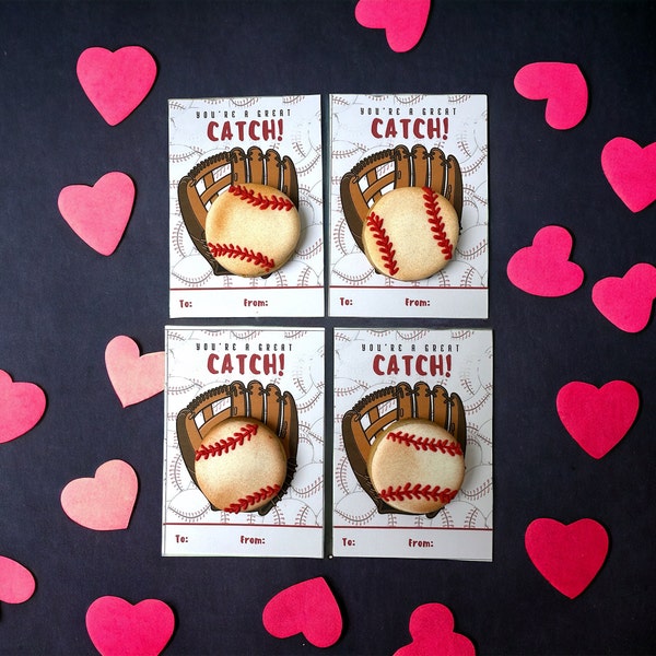 You're A Great Catch! 3.5"x5" Valentine's Day Cookie Card - Printable ...